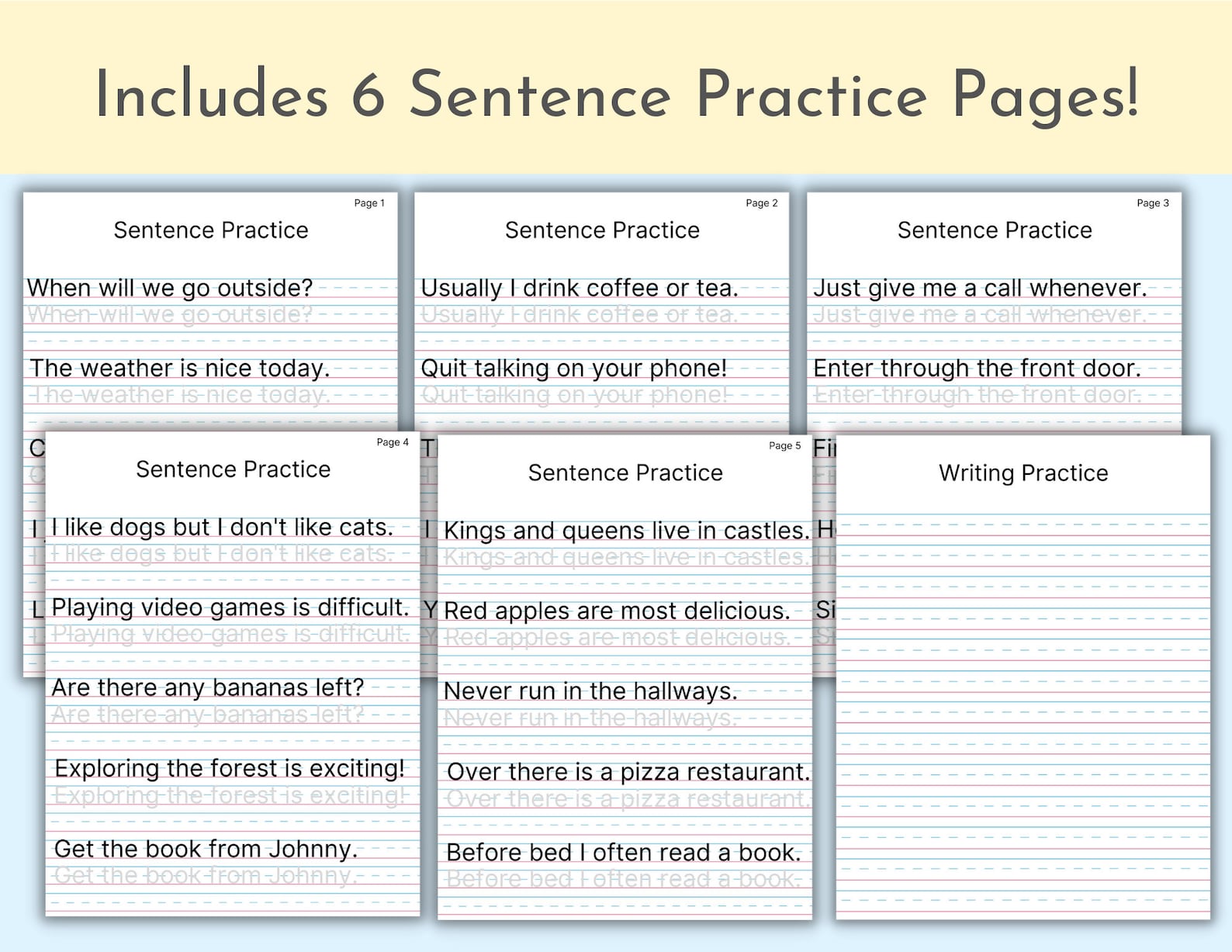 Handwriting Practice Sheet, Alphabet, Sentence, Writing Practice, for ...