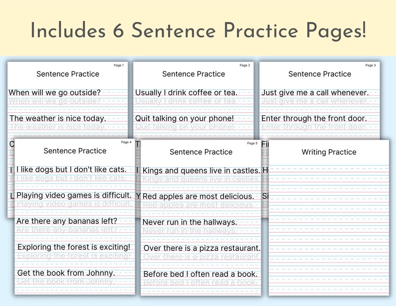 Handwriting Practice Sheet, Alphabet, Sentence, Writing Practice, for ...