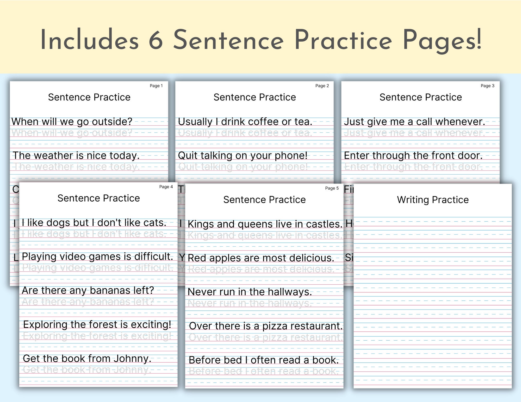 Handwriting Practice Sheet, Alphabet, Sentence, Writing Practice, for ...