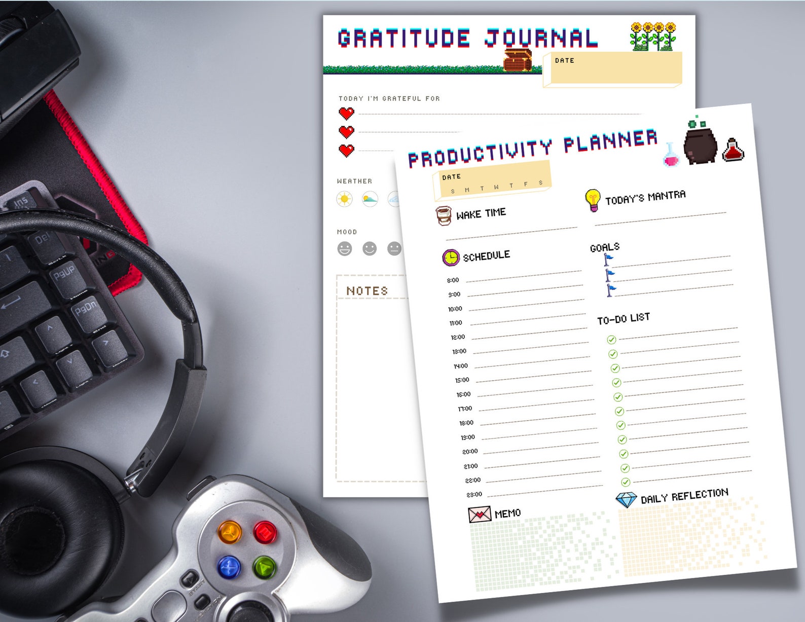 Retro Video Game Planner, for Gamers, Pixelated Style, Undated Daily To ...