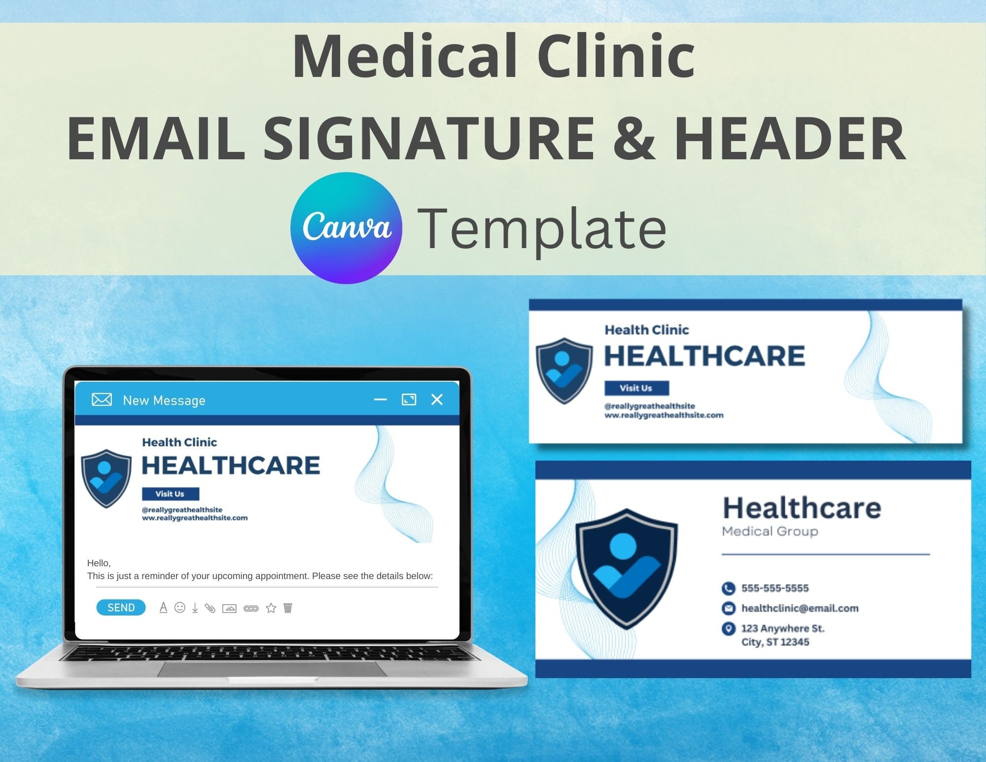 Medical Clinic Email Signature, Doctor Office Email Header, Editable ...