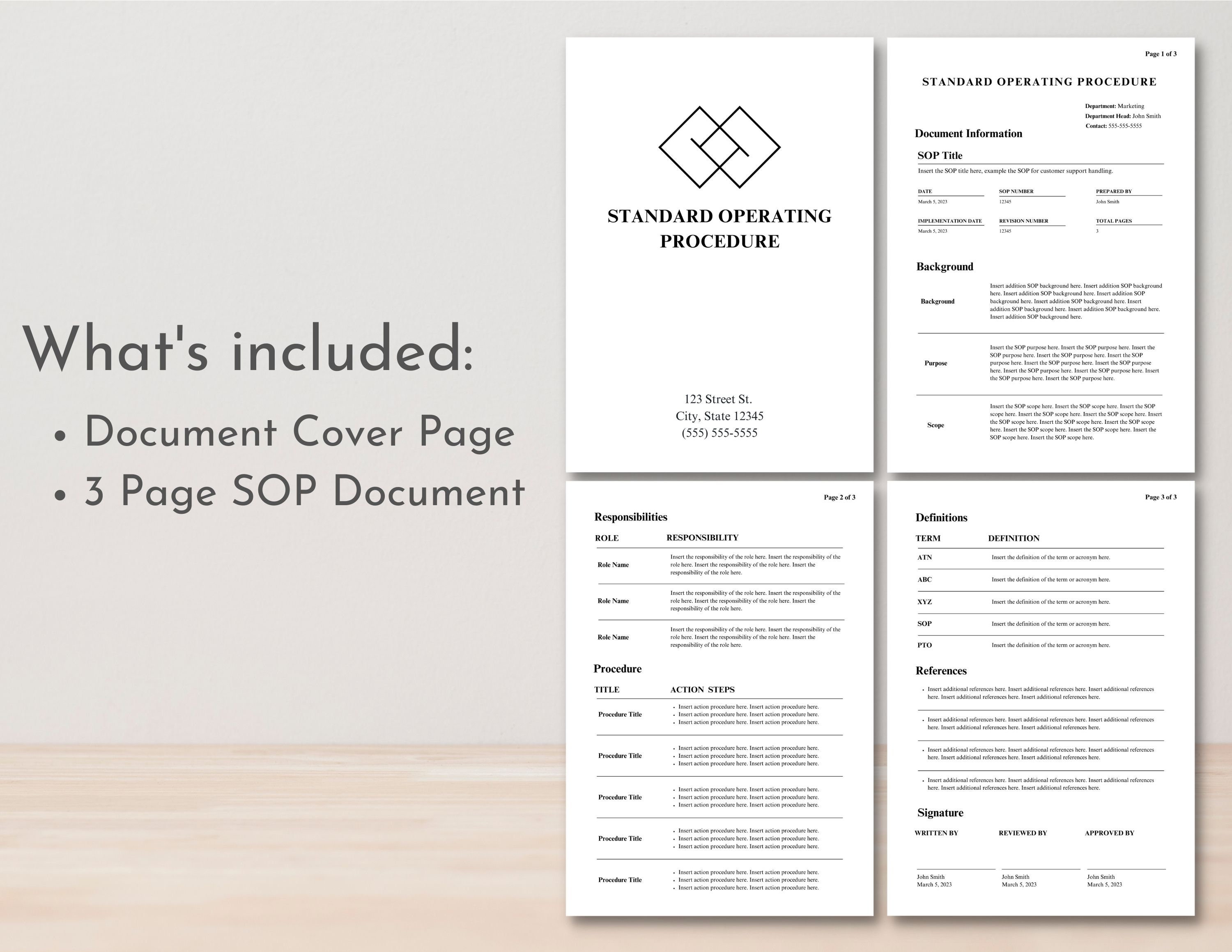 Minimalist SOP Document, Standard Operating Procedure Template ...