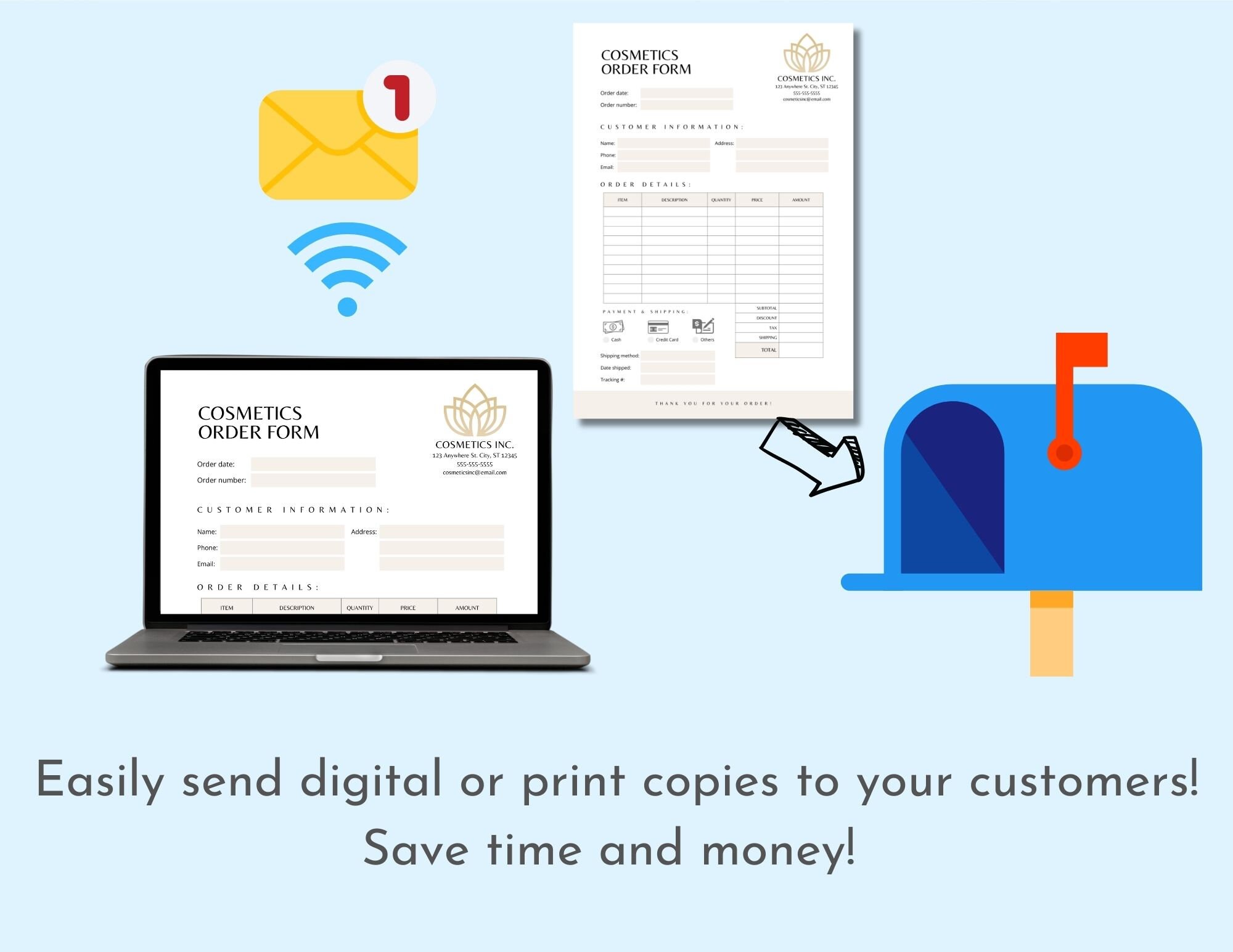 Cosmetics Order Form, Canva Template, Editable Document, Spa and Beauty ...