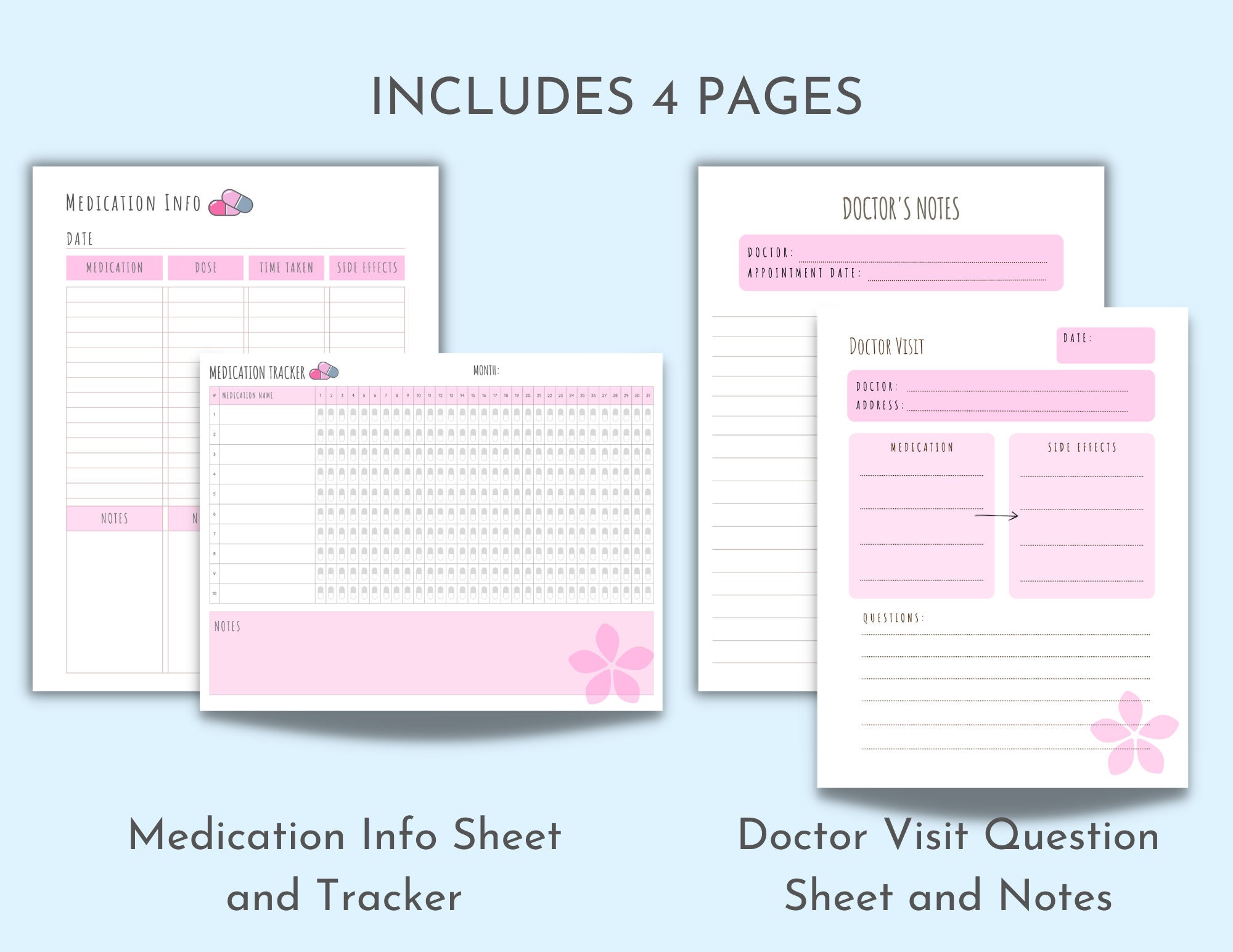Cute Medication Tracker, Daily Pill Tracker, Vitamins, Doctor Visit ...