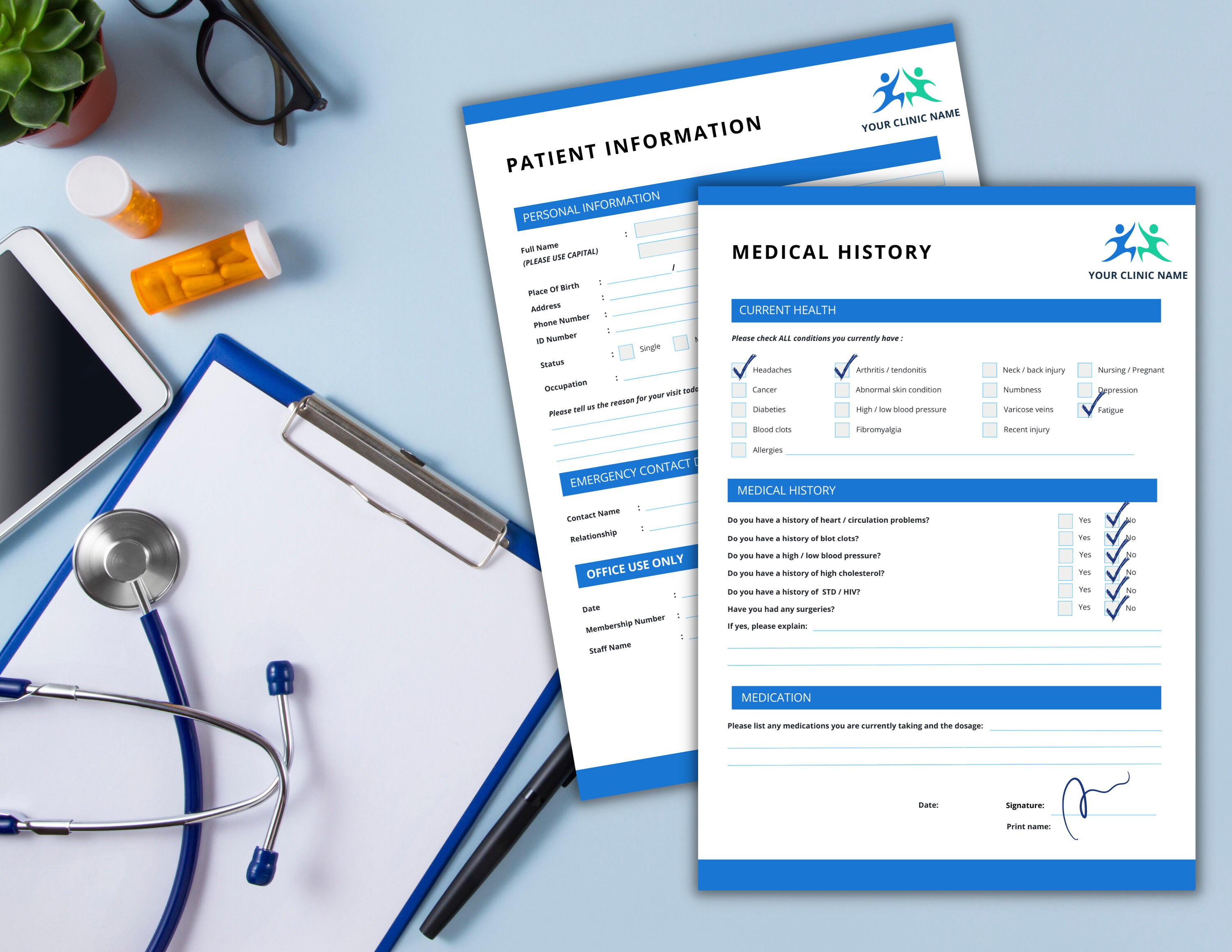 Family Clinic, Medical Forms Template, New Patient Intake, Adults and ...