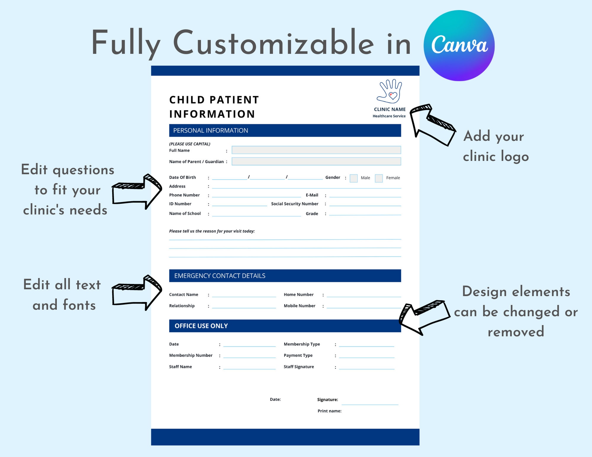 Pediatric Clinic New Patient Information, New Patient Intake Form ...