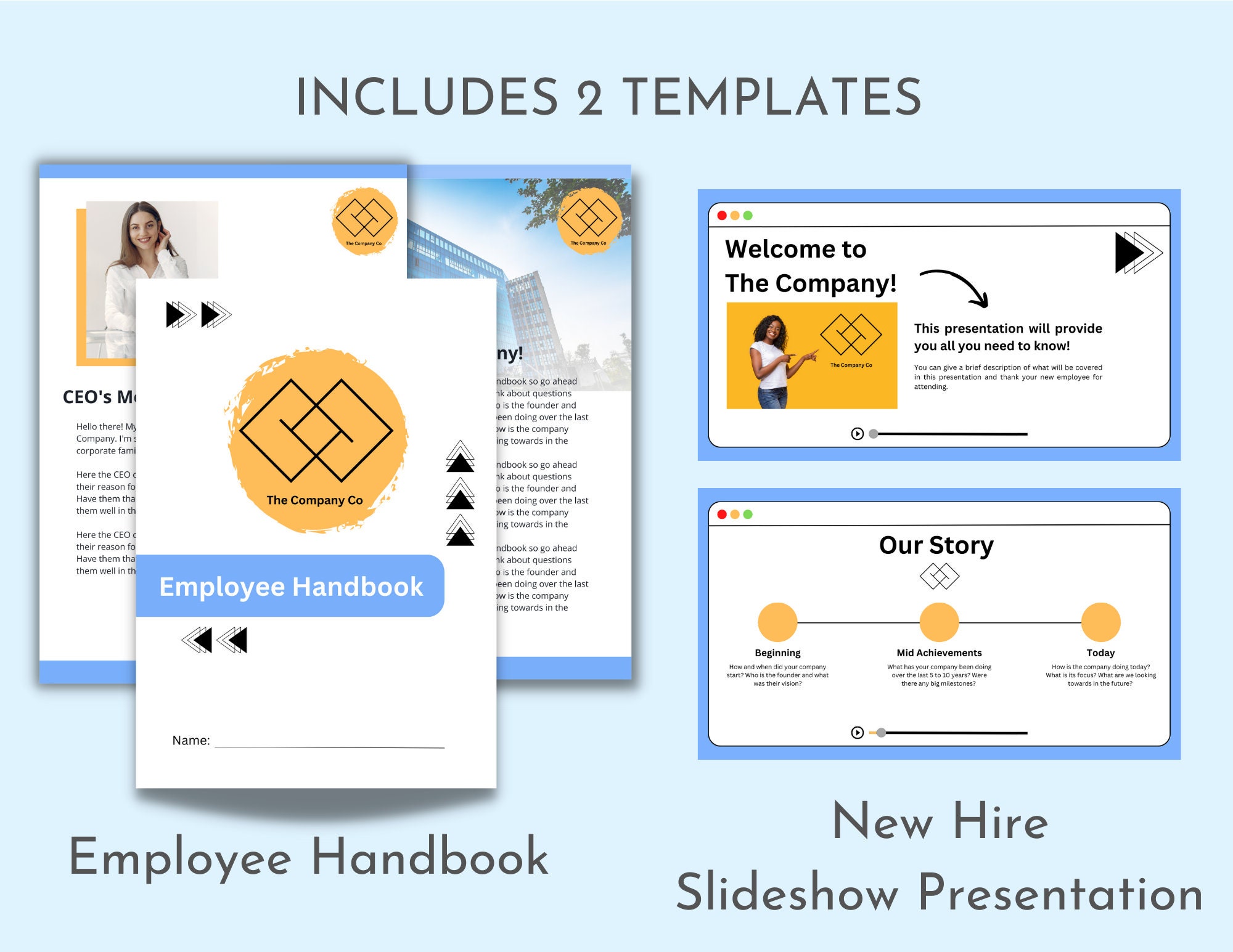 New Hire Onboarding Template, New Employee Presentation, Handbook ...