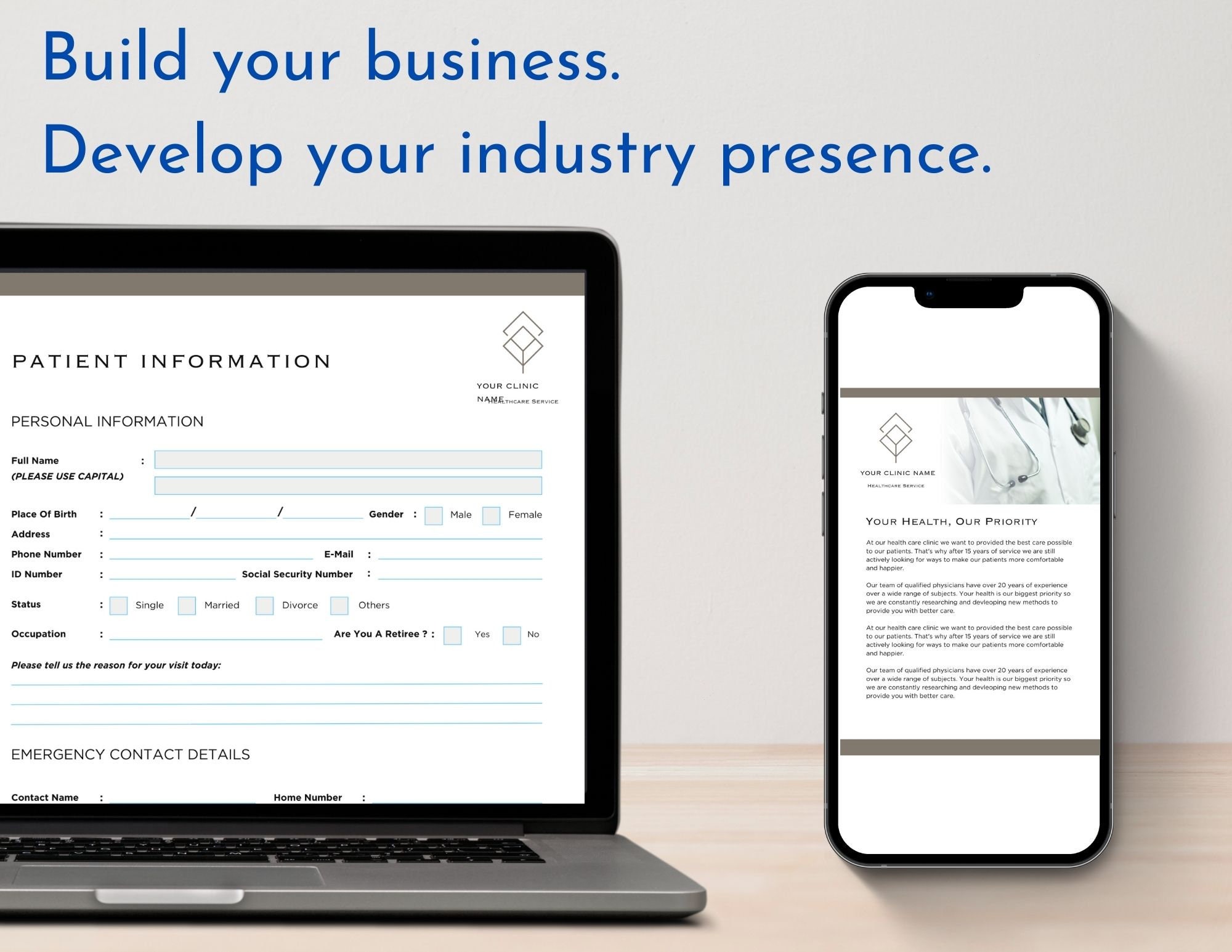 Modern New Patient Information Form, Medical History Record, Document ...