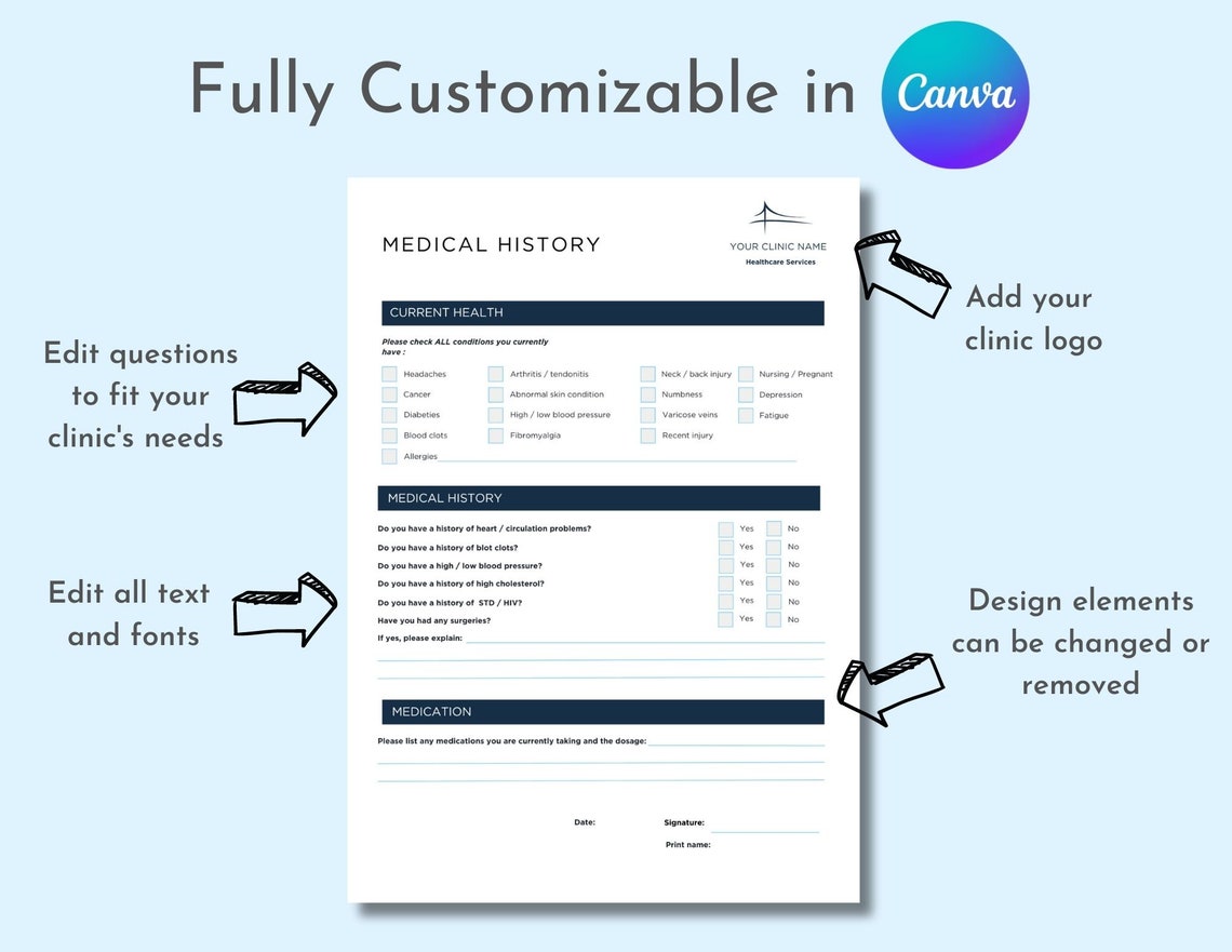 New Patient Form, Modern Medical Forms Bundle, Clinic Document, Dentist ...
