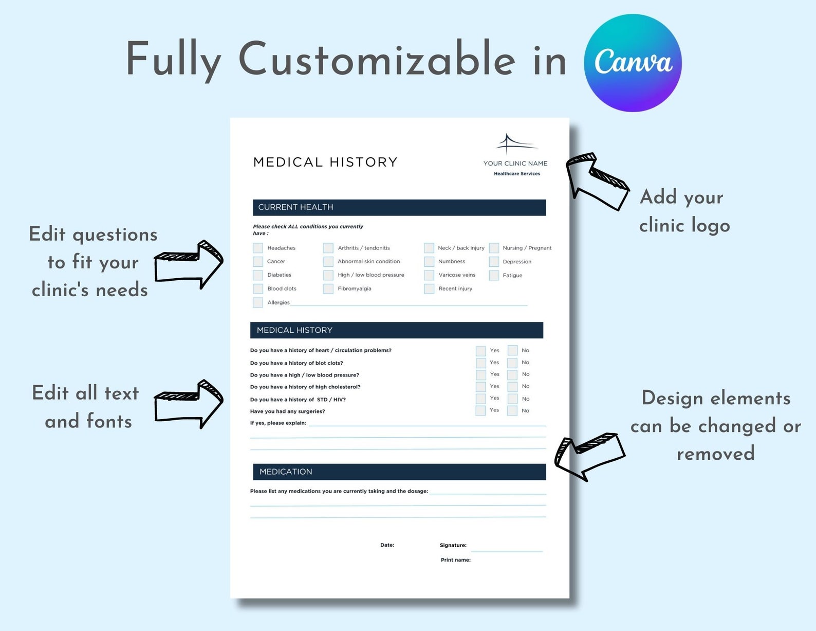New Patient Form, Modern Medical Forms Bundle, Clinic Document, Dentist ...