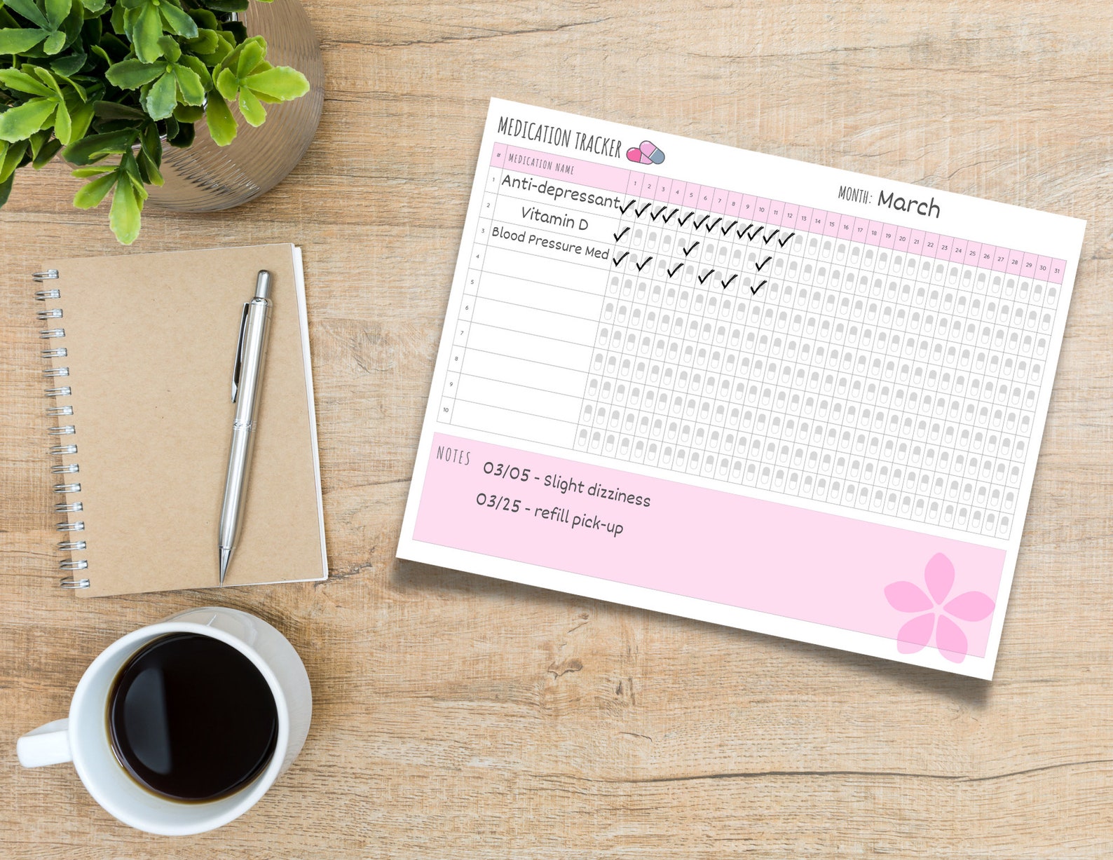 Cute Medication Tracker, Daily Pill Tracker, Vitamins, Doctor Visit ...