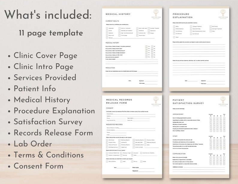 Cosmetic Surgery Clinic Forms Template, New Patient Intake, Injection ...