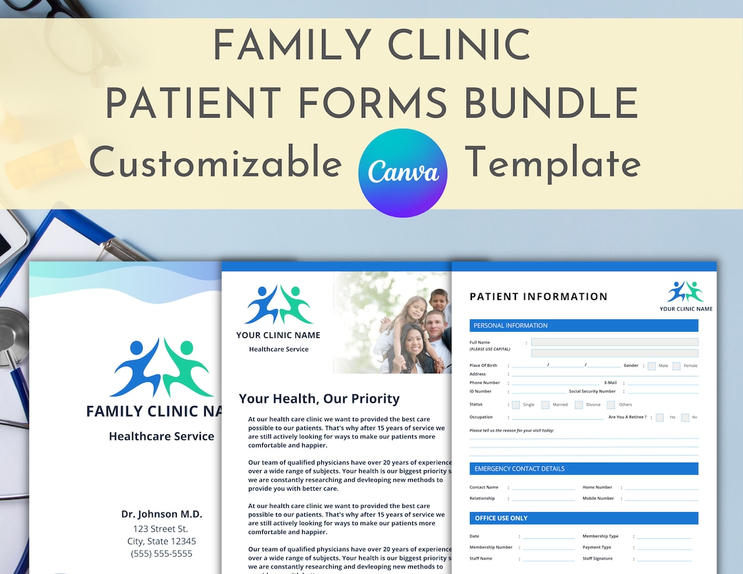Family Clinic, Medical Forms Template, New Patient Intake, Adults and ...