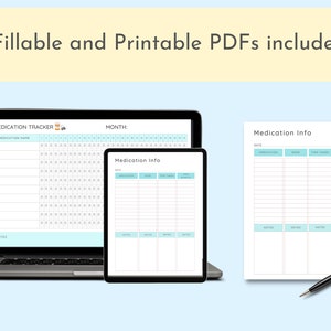 Monthly Medication Tracker, Weekly Medication Log, Prescription Info ...