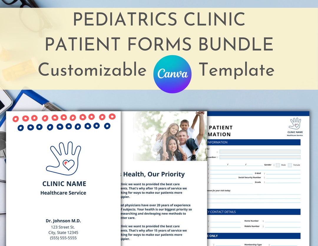 Pediatric Clinic Forms Bundle, Canva Template, New Child Patient ...