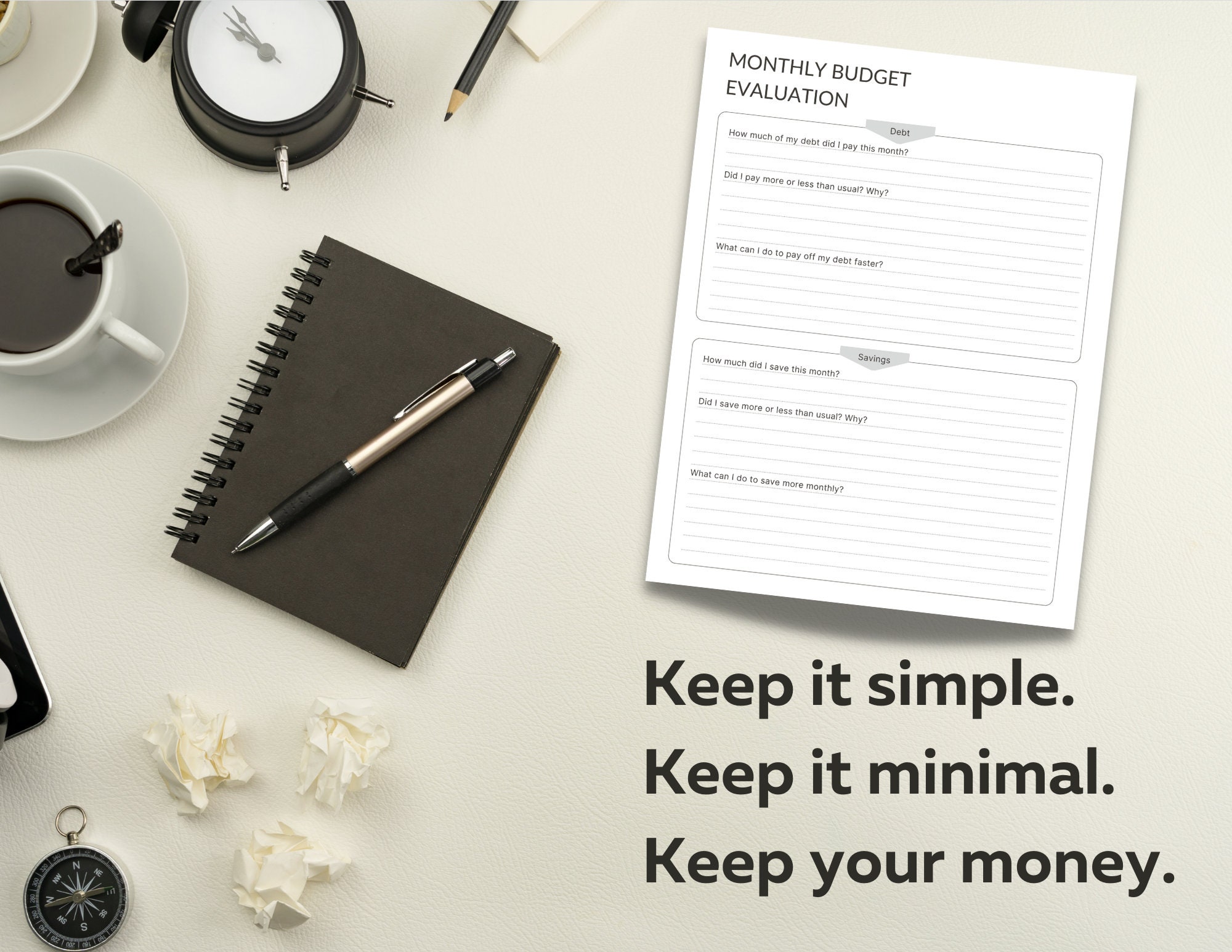 Minimalist Budget Tracker, Monthly Budget Calendar, Income, Expense ...