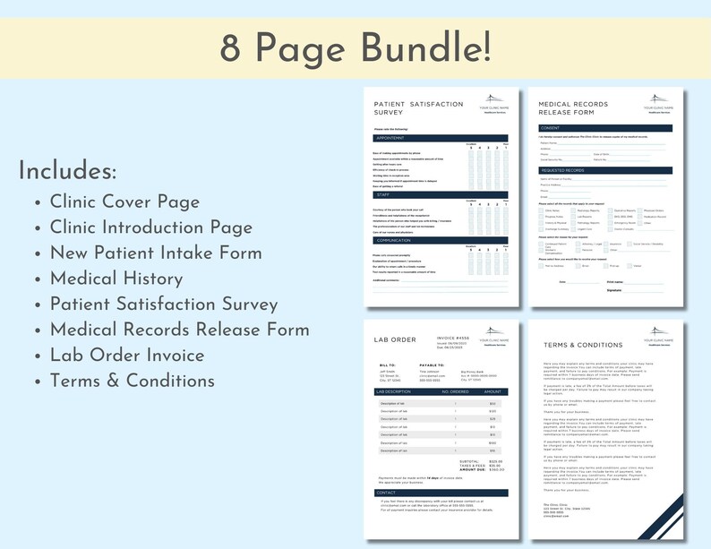 New Patient Form, Modern Medical Forms Bundle, Clinic Document, Dentist ...