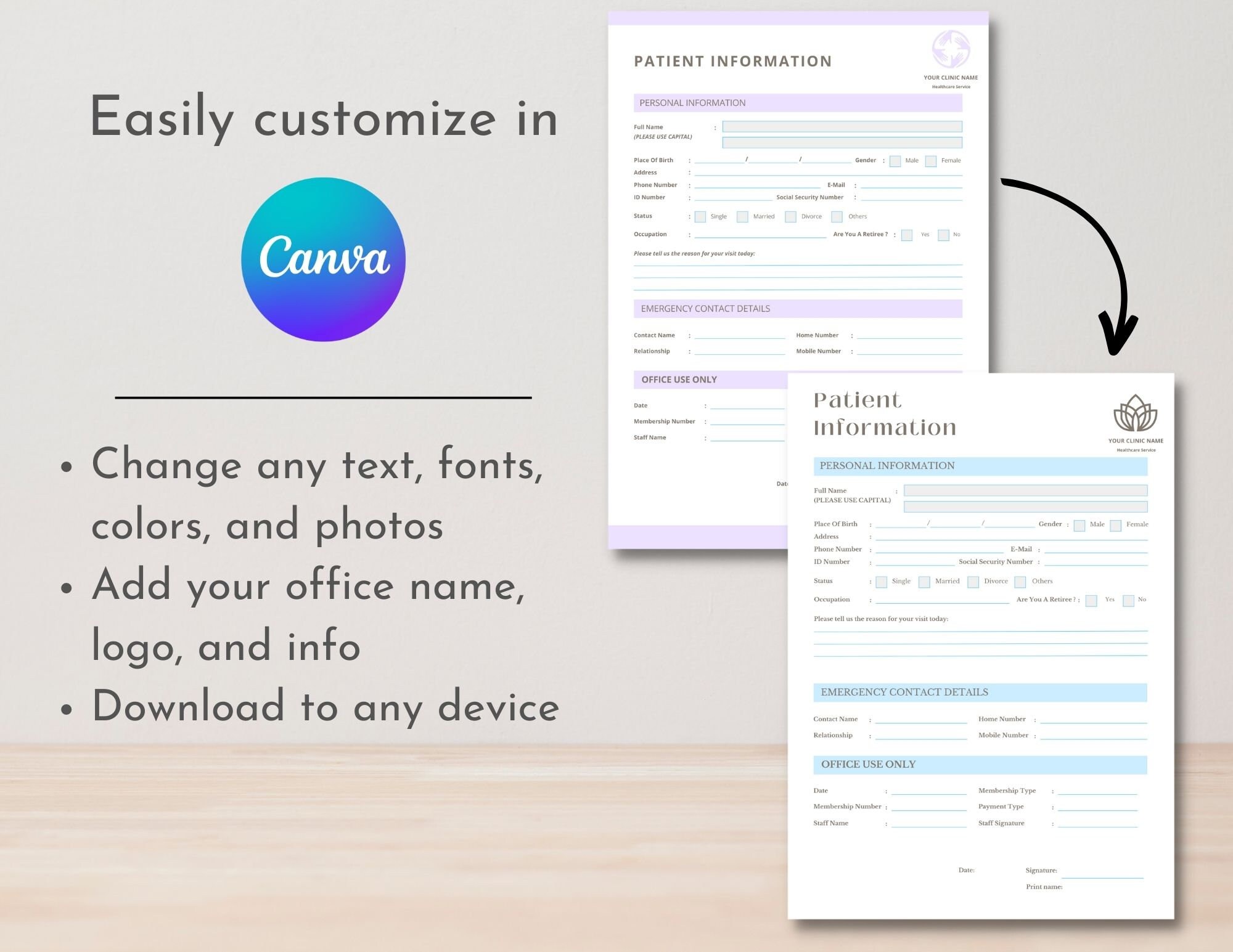 Pastel New Patient Forms, Medical Clinic Document Template, New Patient ...