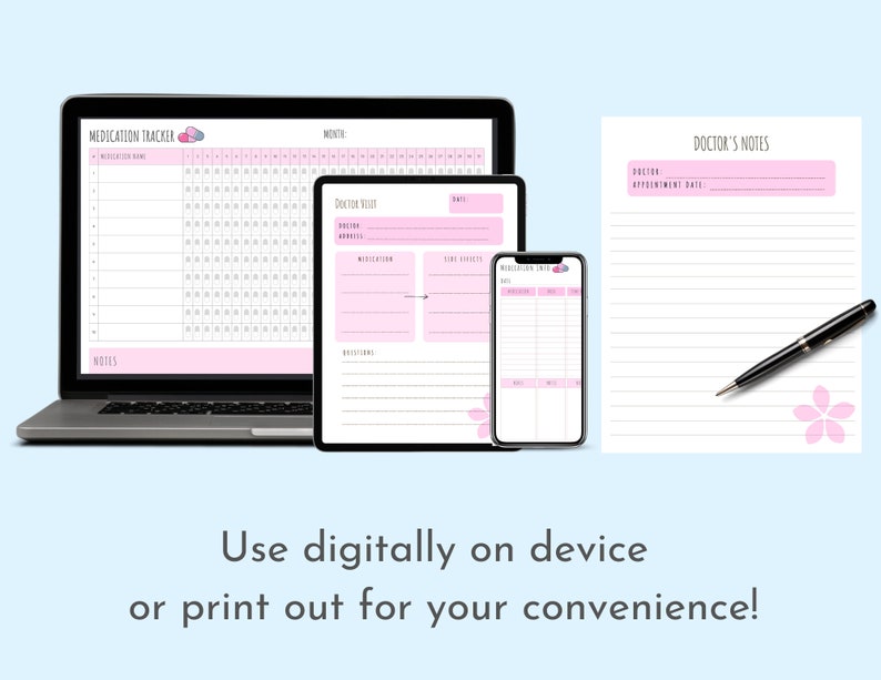 Cute Medication Tracker, Daily Pill Tracker, Vitamins, Doctor Visit ...