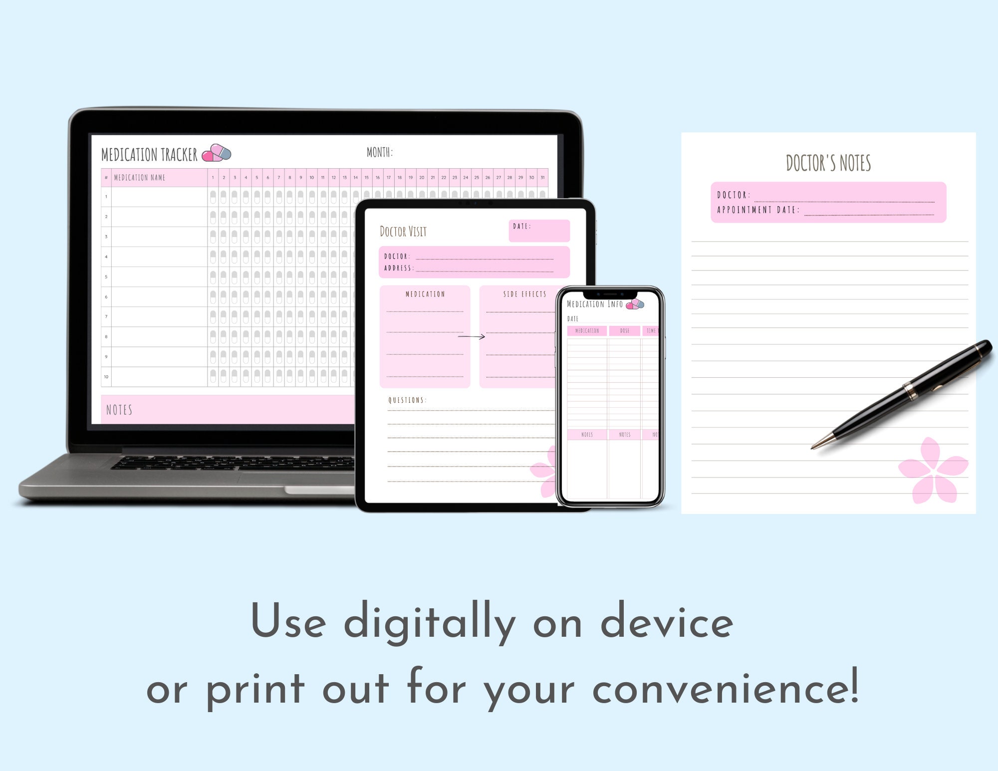 Cute Medication Tracker, Daily Pill Tracker, Vitamins, Doctor Visit ...
