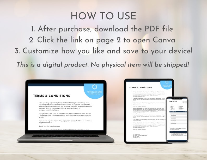 Lab Order, Medical Invoice Template, Clinic Bill, Terms and Conditions ...