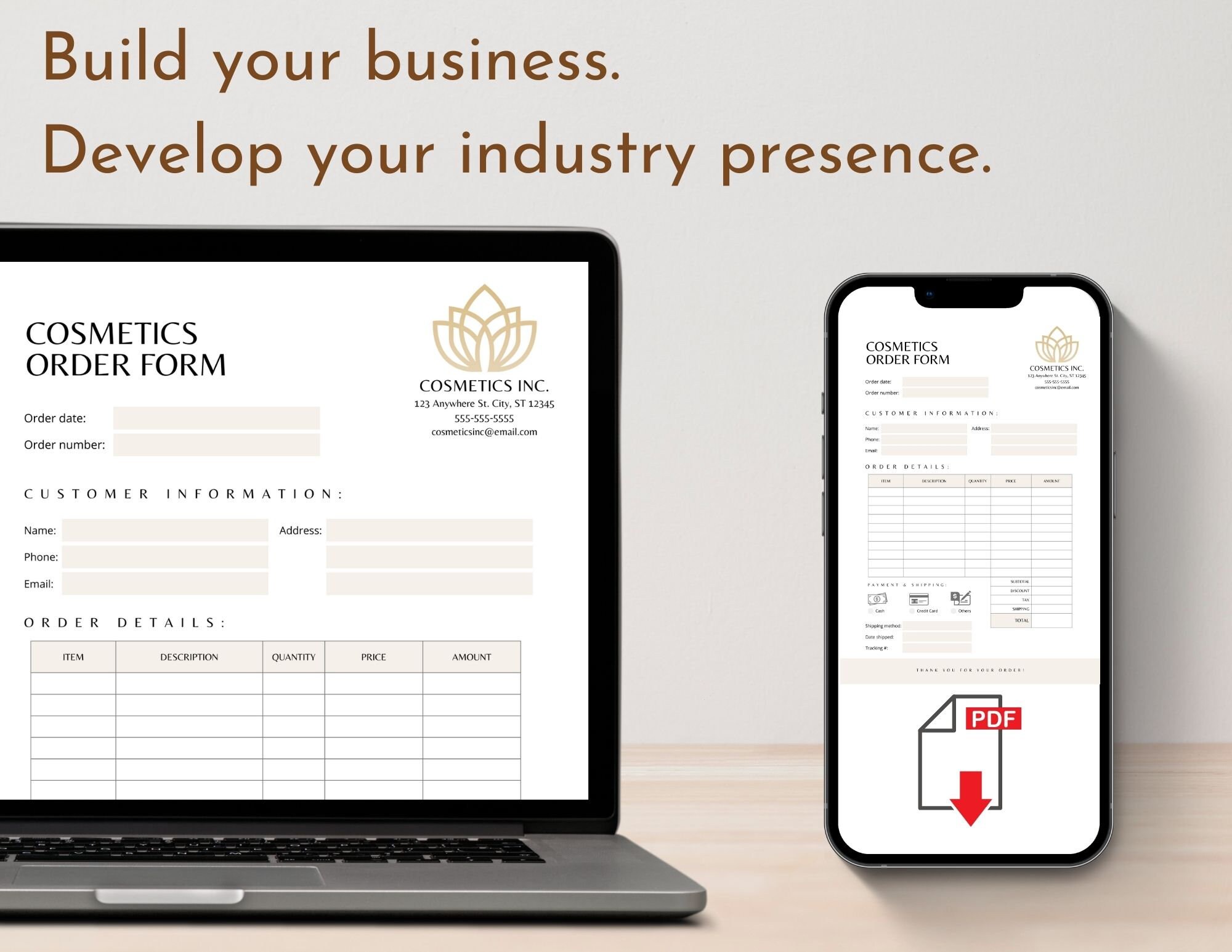 Cosmetics Order Form, Canva Template, Editable Document, Spa and Beauty ...