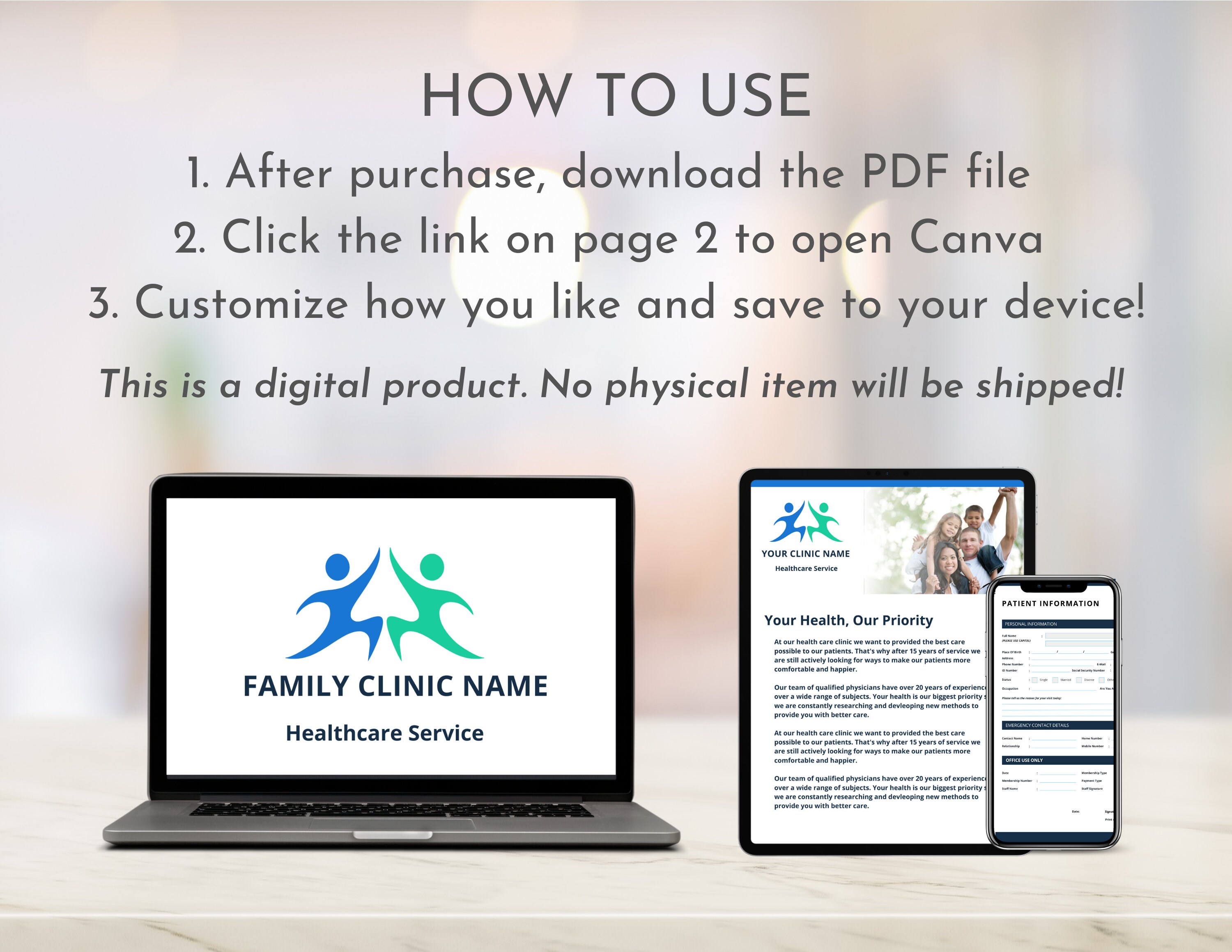 Family Clinic, Medical Forms Template, New Patient Intake, Adults and ...