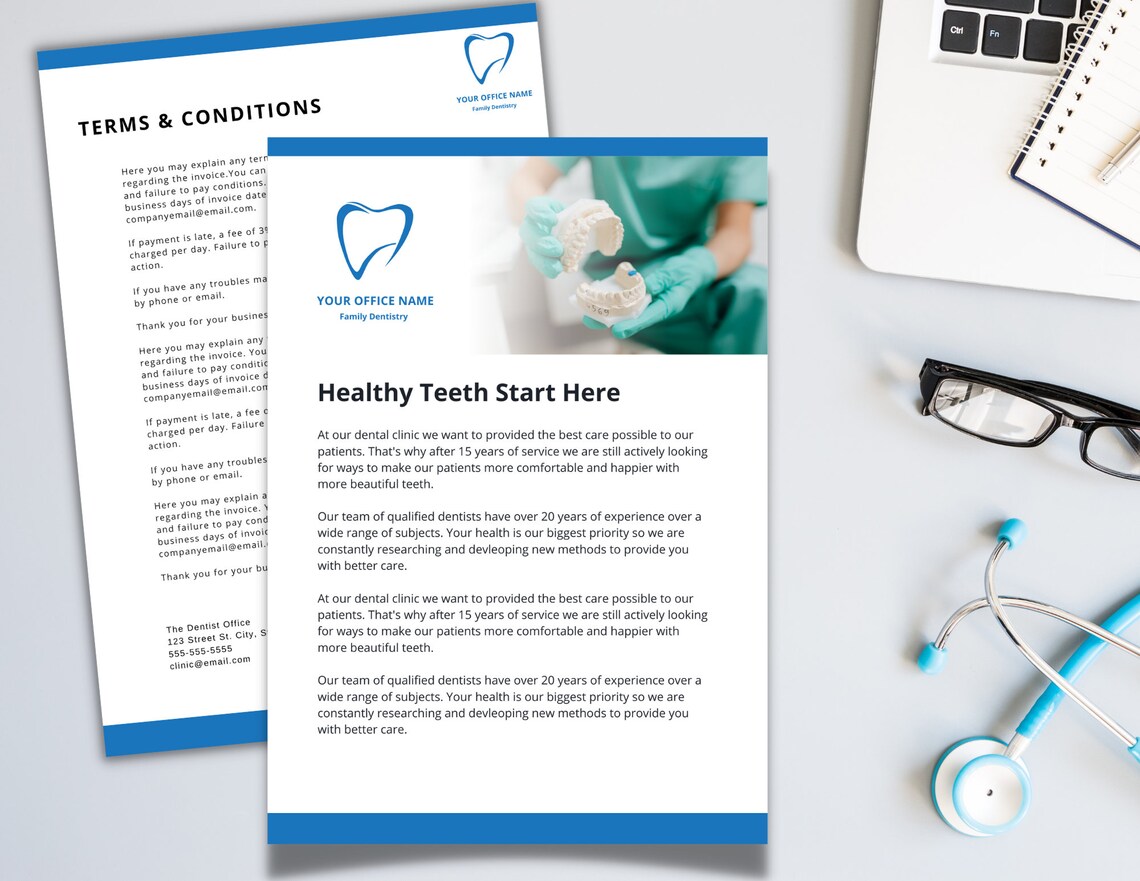 Dentist Office Forms, New Patient Information, Medical History, Dental ...