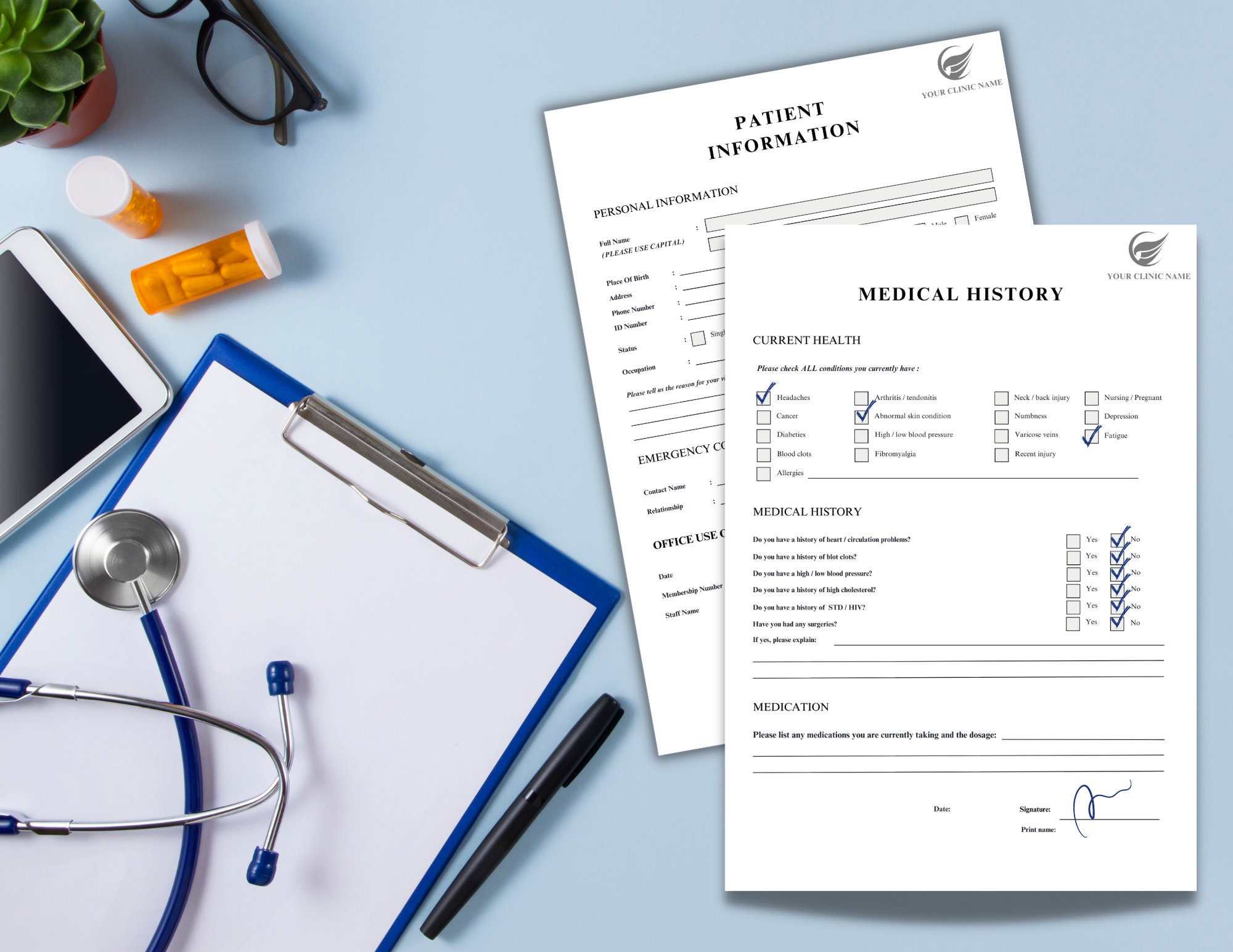 New Patient Form, Bundle, Minimalist, Medical Clinic, Dentist Office ...
