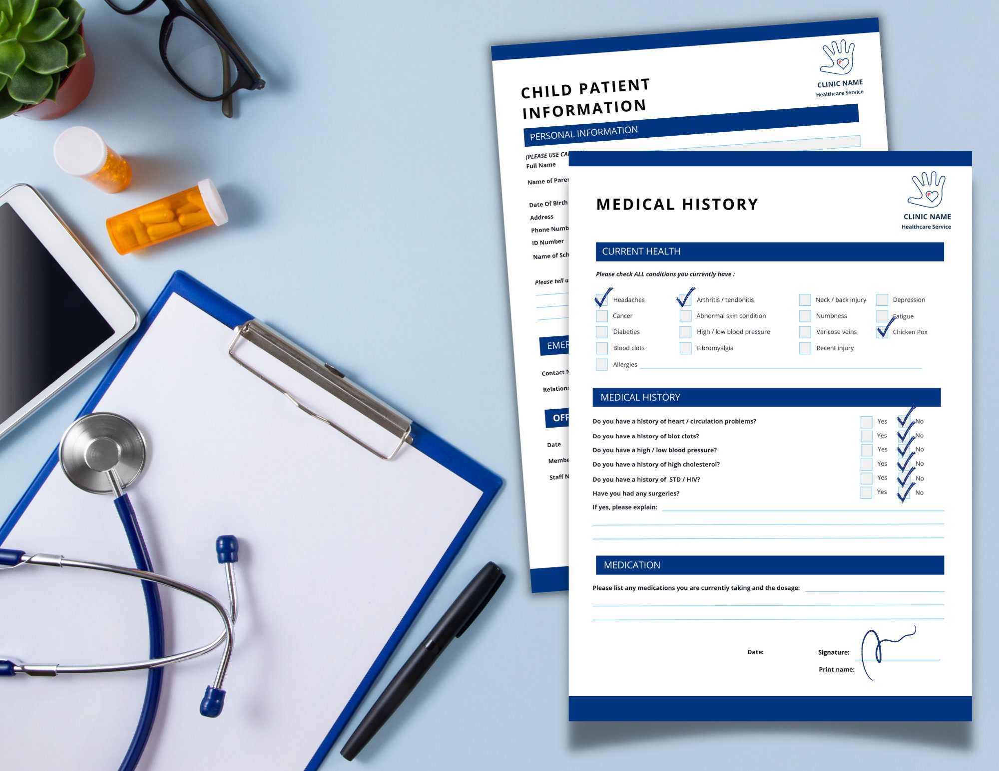 Pediatric Clinic Forms Bundle, Canva Template, New Child Patient ...