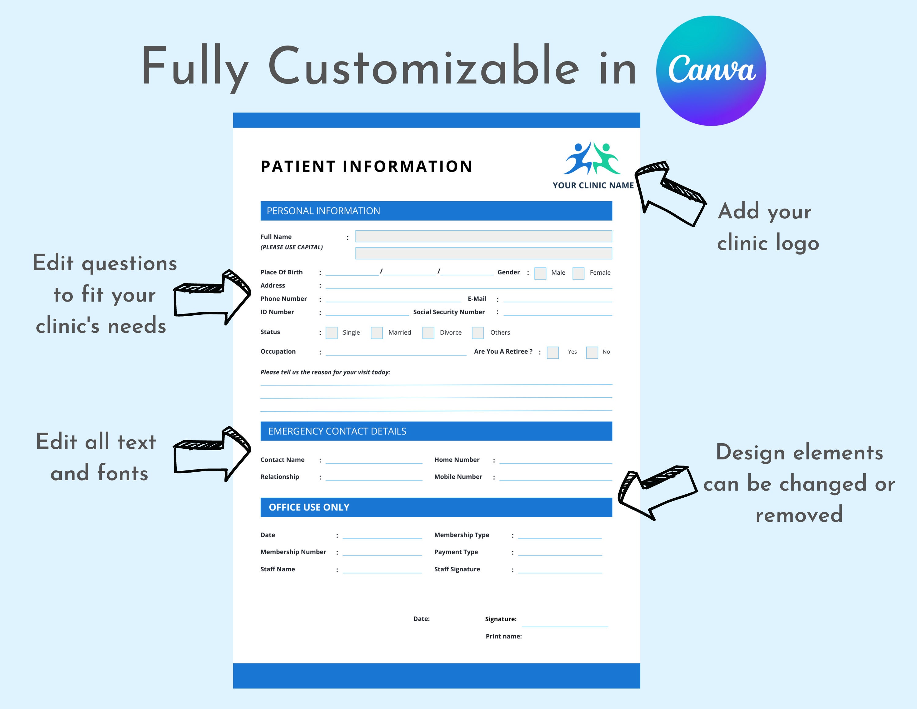 Family Clinic, Medical Forms Template, New Patient Intake, Adults and ...