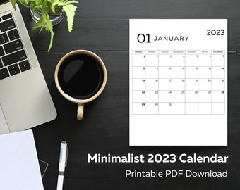 Simple Black and White Calendar - Etsy