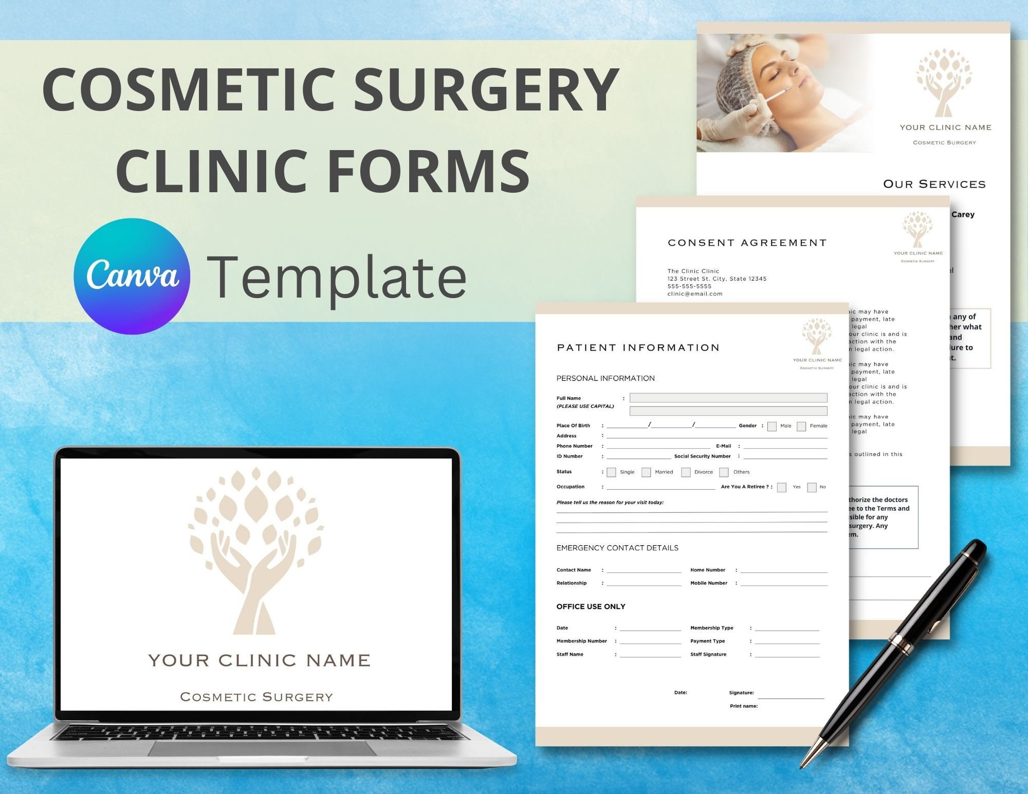 Cosmetic Surgery Clinic Forms Template, New Patient Intake, Injection ...