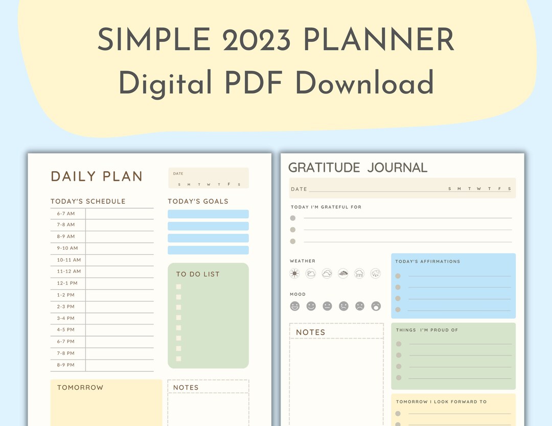 Simple Digital Planner, Colorful, Daily, Weekly, Monthly 2023 Calendar ...