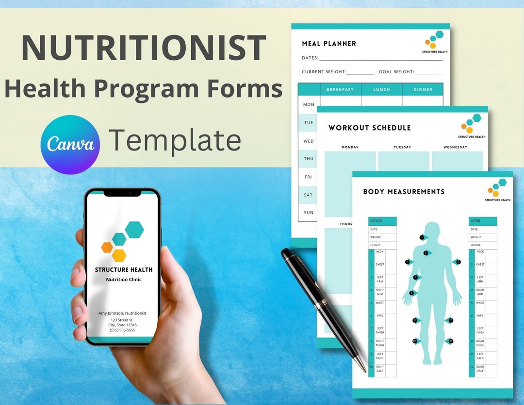 Nutritionist Health Program Forms, Dietitian Customer Document, Fitness ...