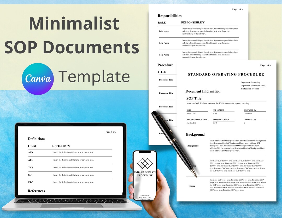 Minimalist SOP Document, Standard Operating Procedure Template ...