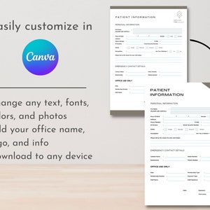 Modern New Patient Information Form, Medical History Record, Document Template, Medical Clinic ...