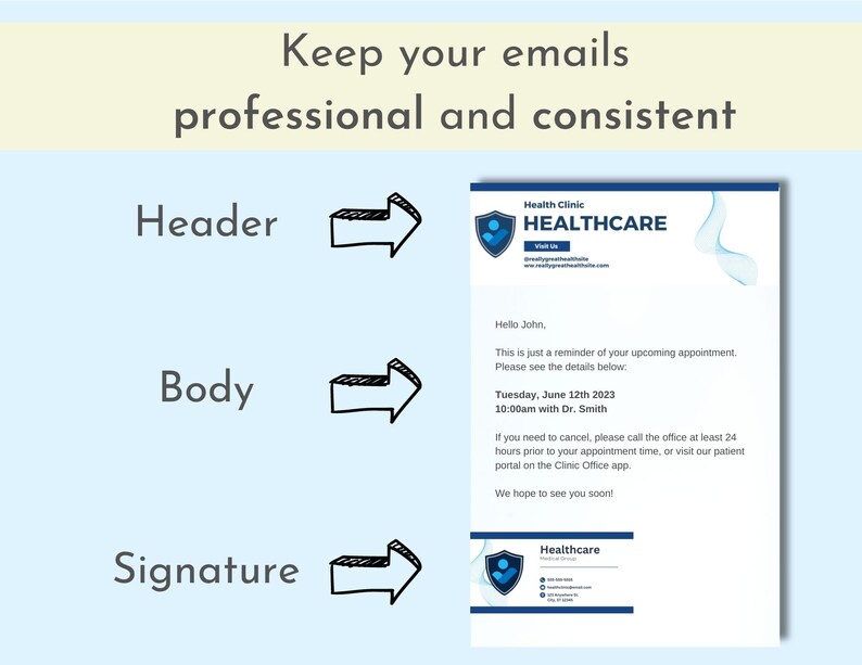 Medical Clinic Email Signature, Doctor Office Email Header, Editable ...