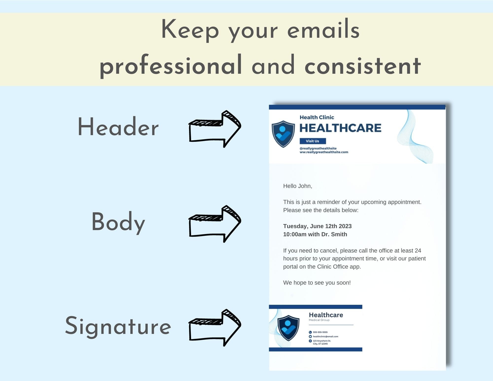 Medical Clinic Email Signature, Doctor Office Email Header, Editable ...