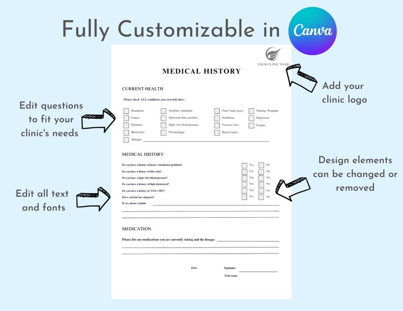 New Patient Form, Bundle, Minimalist, Medical Clinic, Dentist Office ...