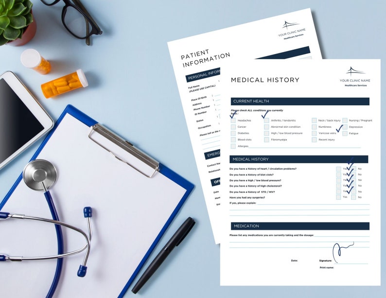 New Patient Form, Modern Medical Forms Bundle, Clinic Document, Dentist ...