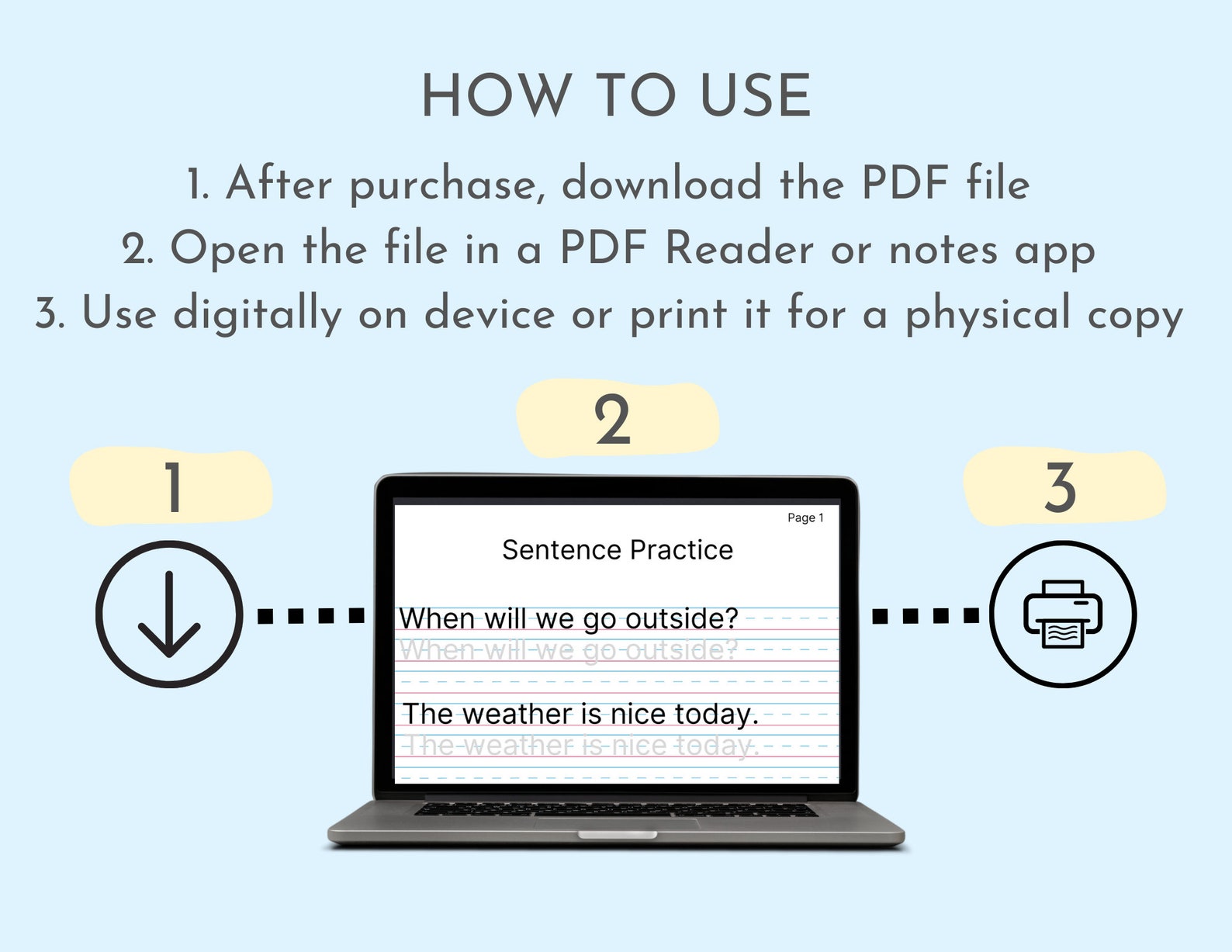 Handwriting Practice Sheet, Alphabet, Sentence, Writing Practice, for ...