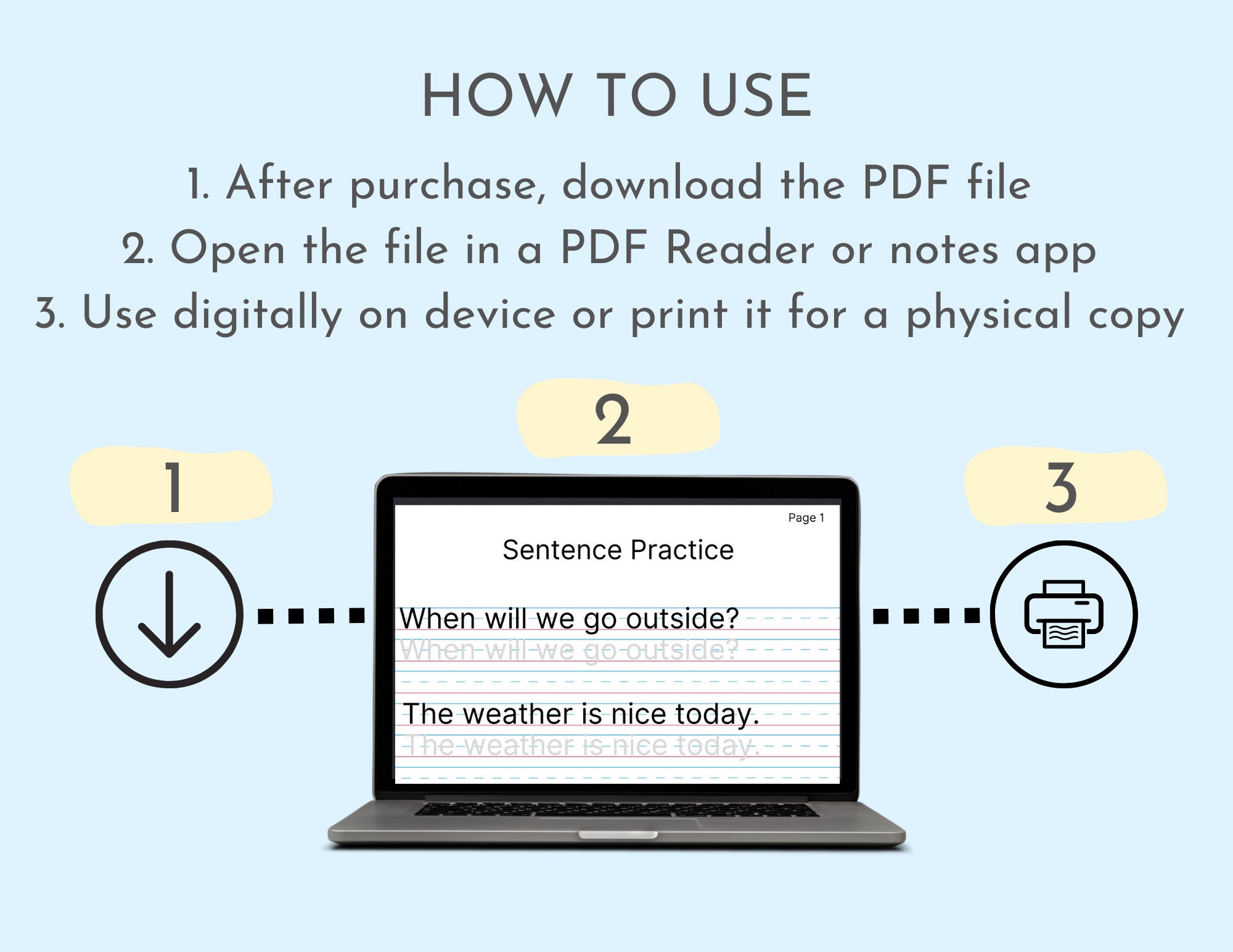 Handwriting Practice Sheet, Alphabet, Sentence, Writing Practice, for ...