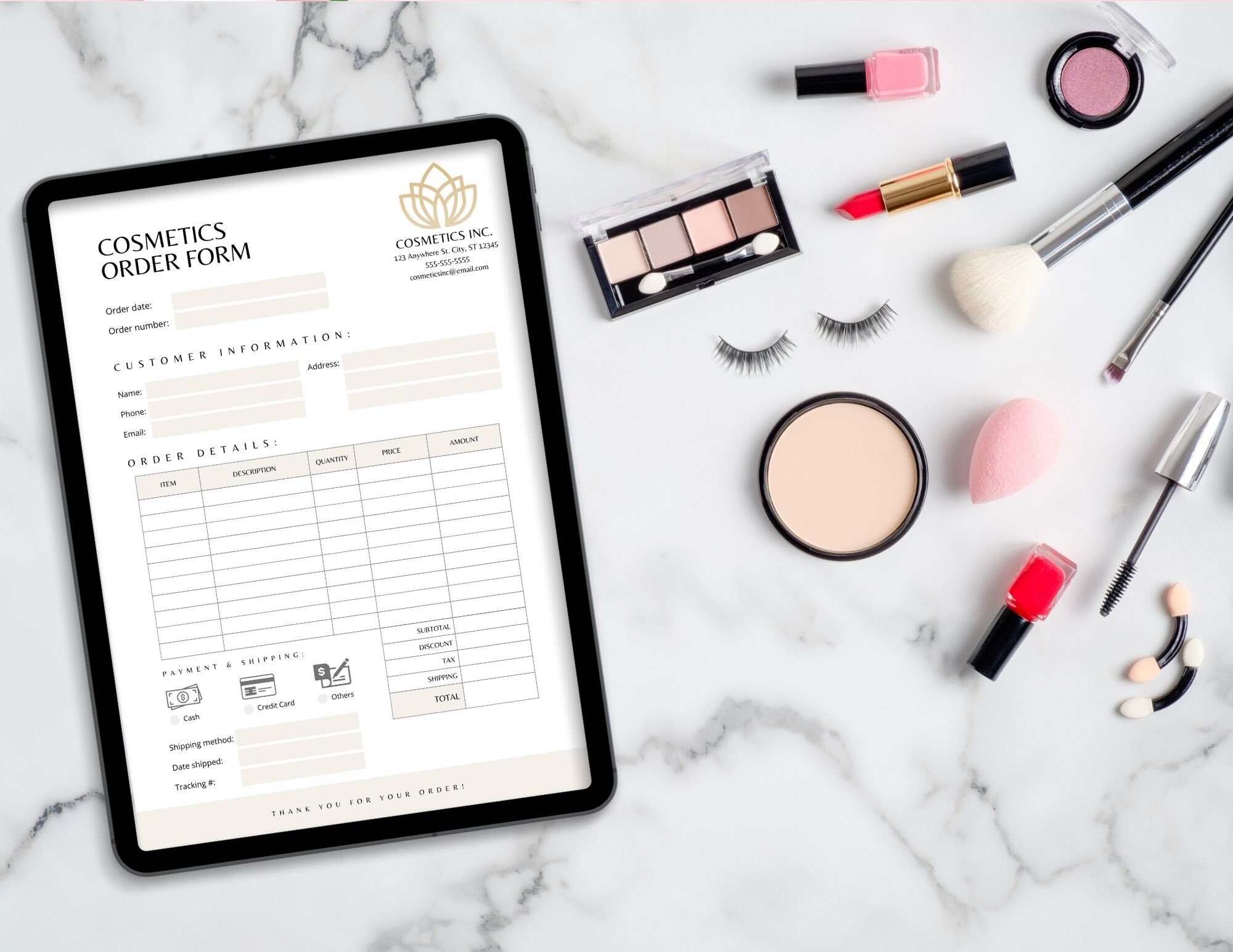 Cosmetics Order Form, Canva Template, Editable Document, Spa and Beauty ...