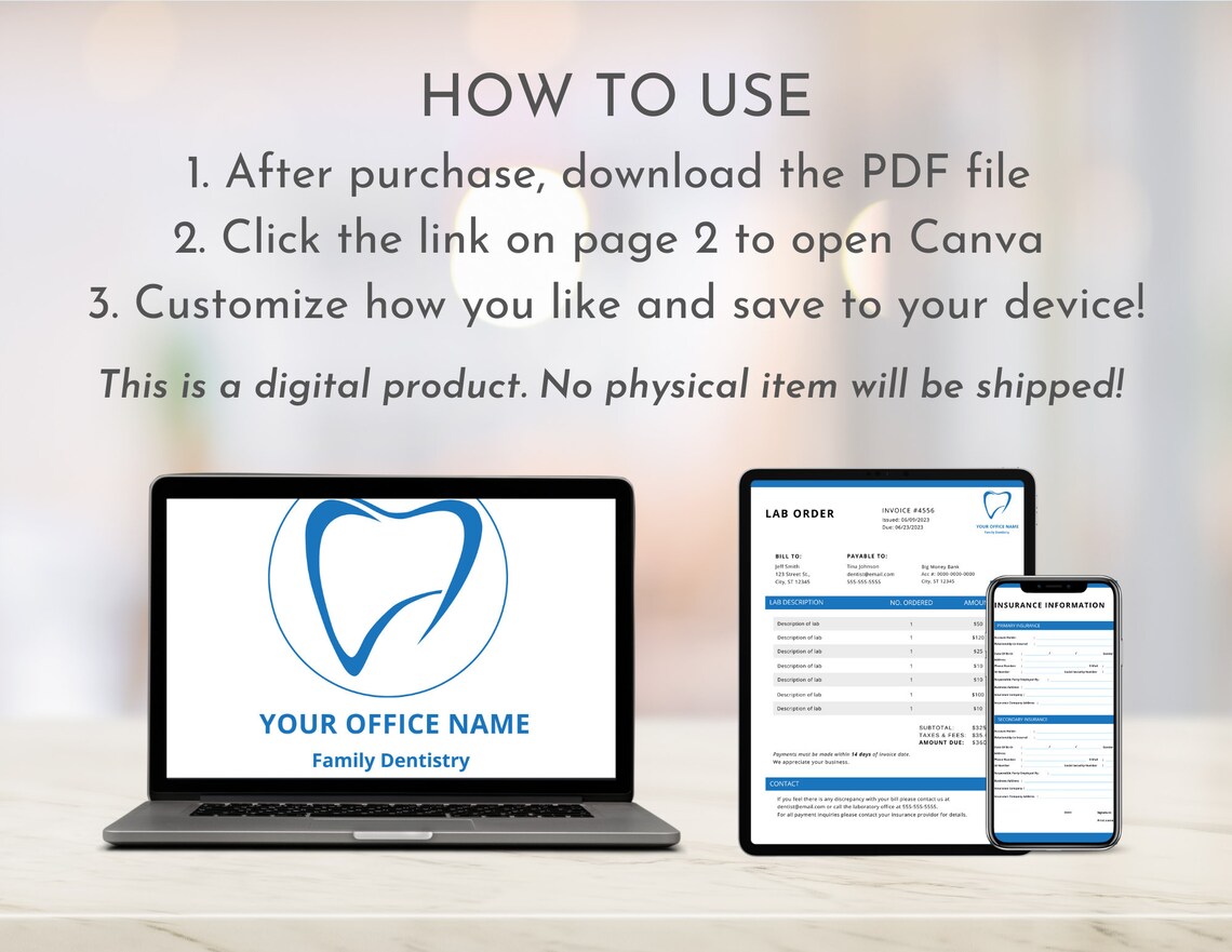 Dentist Office Forms, New Patient Information, Medical History, Dental ...