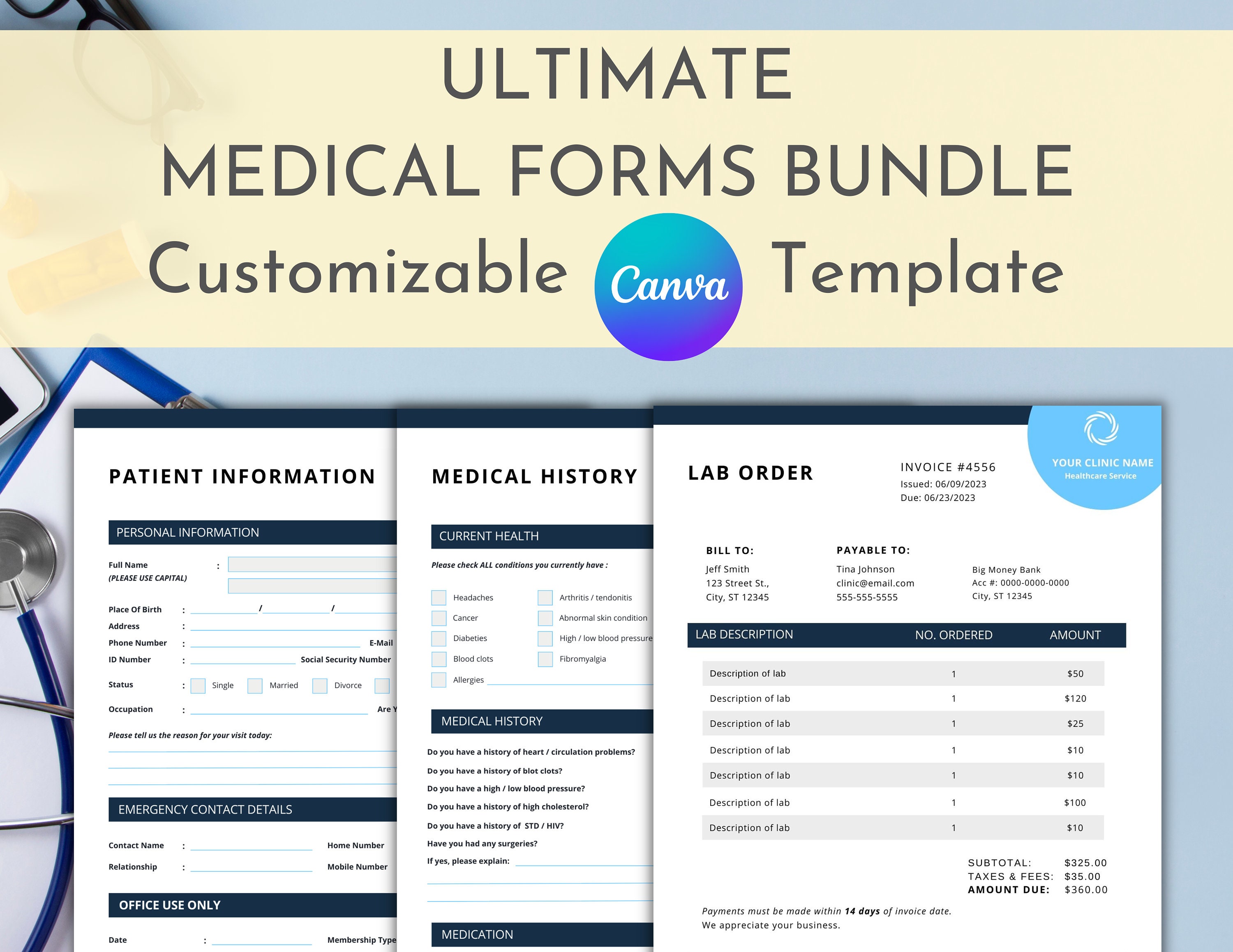New Patient Form, Bundle, Medical Clinic Document, Dentist Office ...
