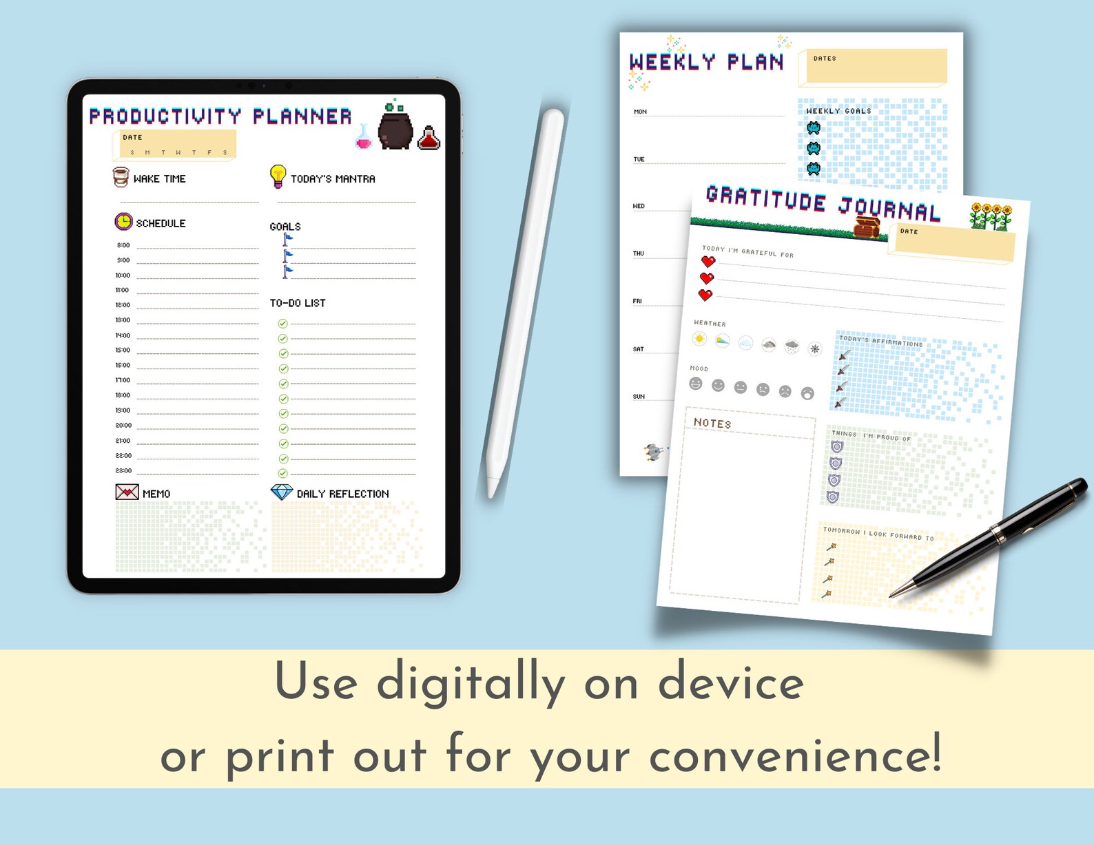 Retro Video Game Planner, for Gamers, Pixelated Style, Undated Daily To ...