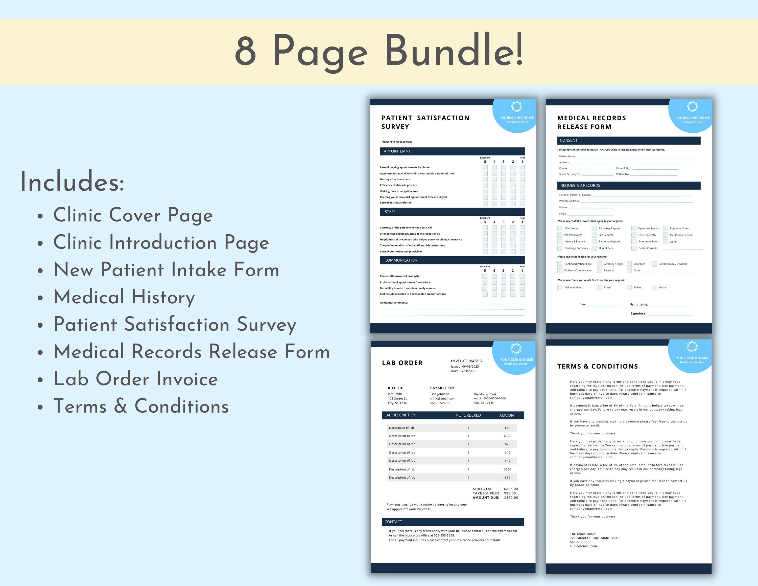 New Patient Form, Bundle, Medical Clinic Document, Dentist Office ...