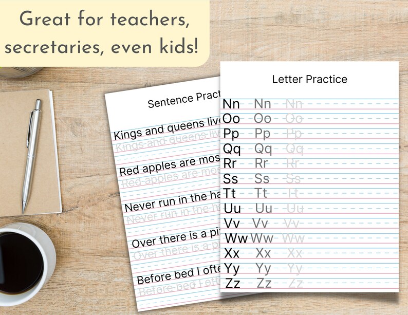 Handwriting Practice Sheet, Alphabet, Sentence, Writing Practice, for ...