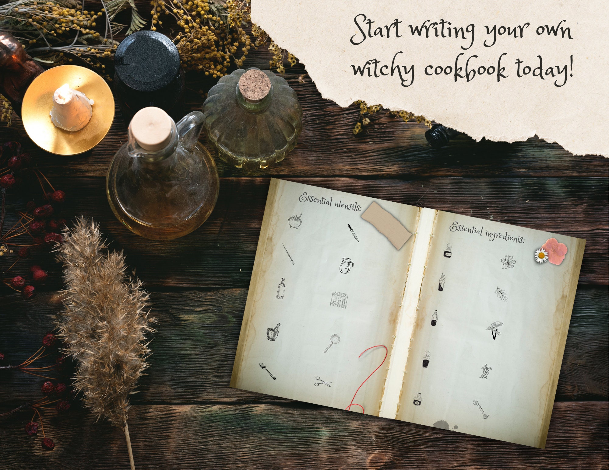 Witch Recipe Book, Blank Recipe Card, Magic Themed, Build Your Own ...